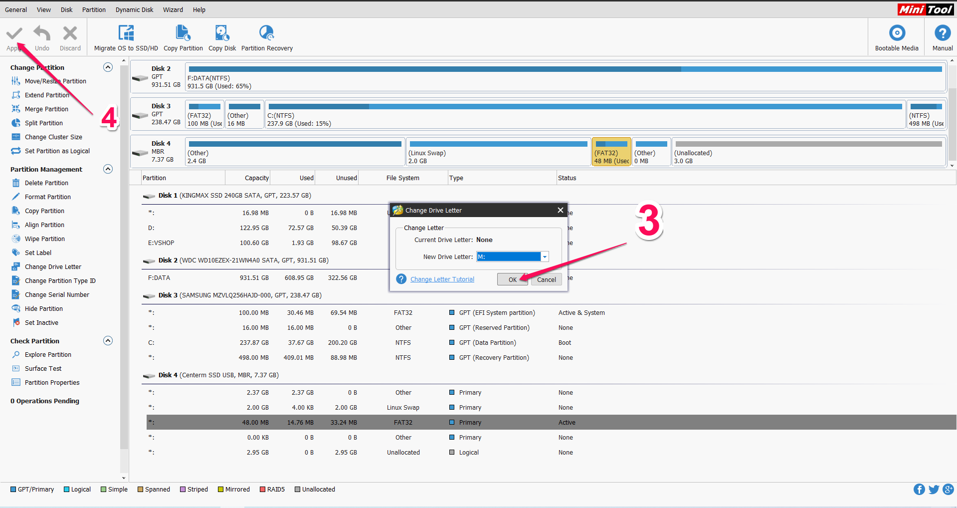 Hiện phân vùng chứa file lưu Serial Number OK —> Apply